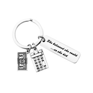 myospark accountant gift she believed she could so she did calculator charm keychain inspirational graduation gift for cpa accountant auditor (calculator keychain)