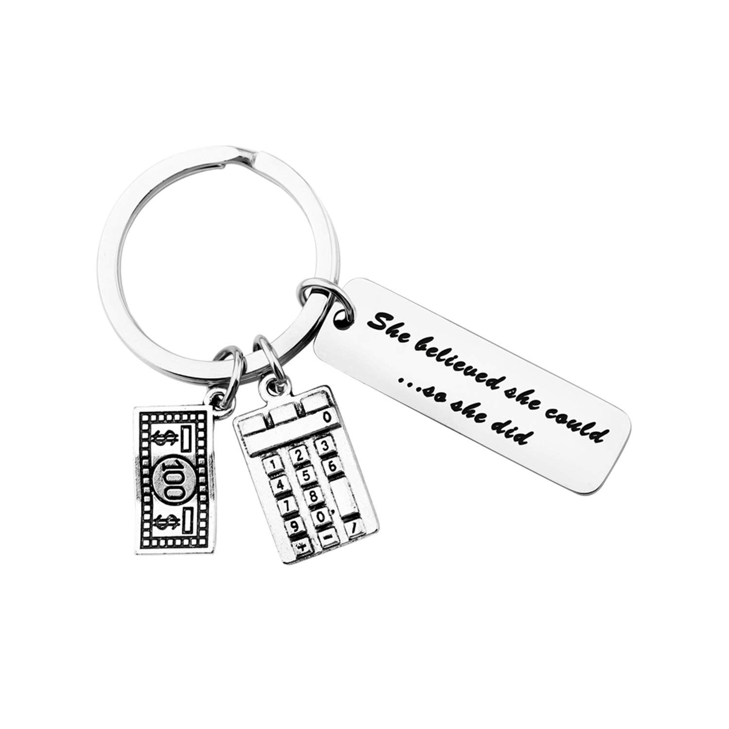 MYOSPARK Accountant Gift She Believed She Could So She Did Calculator Charm Keychain Inspirational Graduation Gift For CPA Accountant Auditor (Calculator Keychain)