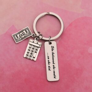 MYOSPARK Accountant Gift She Believed She Could So She Did Calculator Charm Keychain Inspirational Graduation Gift For CPA Accountant Auditor (Calculator Keychain)