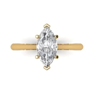 clara pucci 1.50 ct marquise cut solitaire genuine moissanite wedding bridal designer anniversary engagement ring in 14k yellow gold