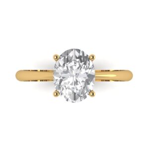 clara pucci 2.0 ct oval cut solitaire genuine moissanite wedding bridal designer anniversary engagement ring in 14k yellow gold for women