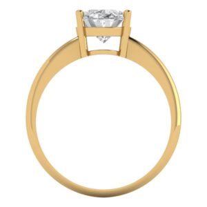 Clara Pucci 2.0 ct Oval Cut Solitaire Genuine Moissanite Wedding Bridal Designer Anniversary Engagement Ring in 14k Yellow Gold for Women