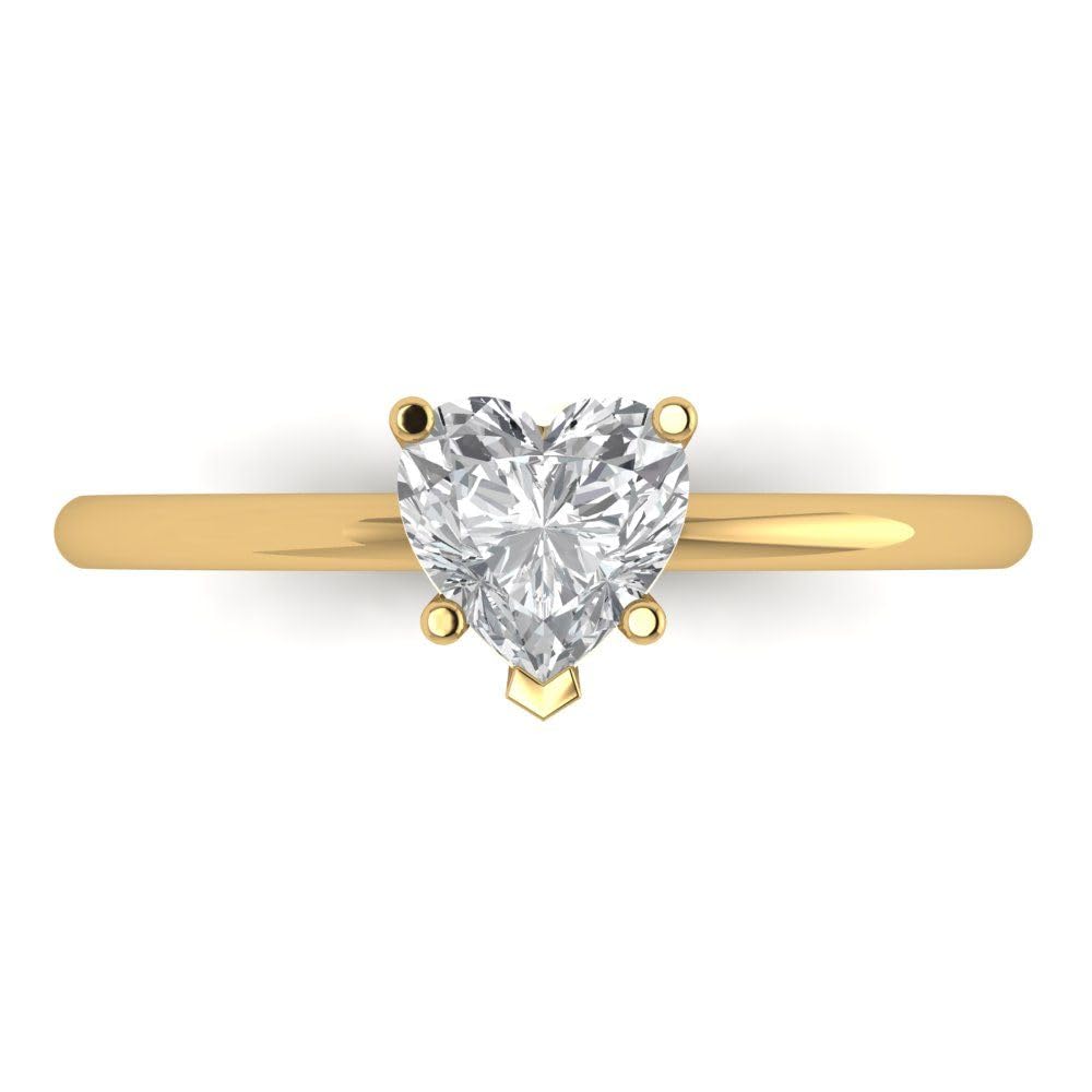 Clara Pucci 1.0 ct Heart Cut Solitaire Genuine Moissanite 5-Prong Wedding Bridal Wedding Anniversary Engagement Ring in 14k Yellow Gold