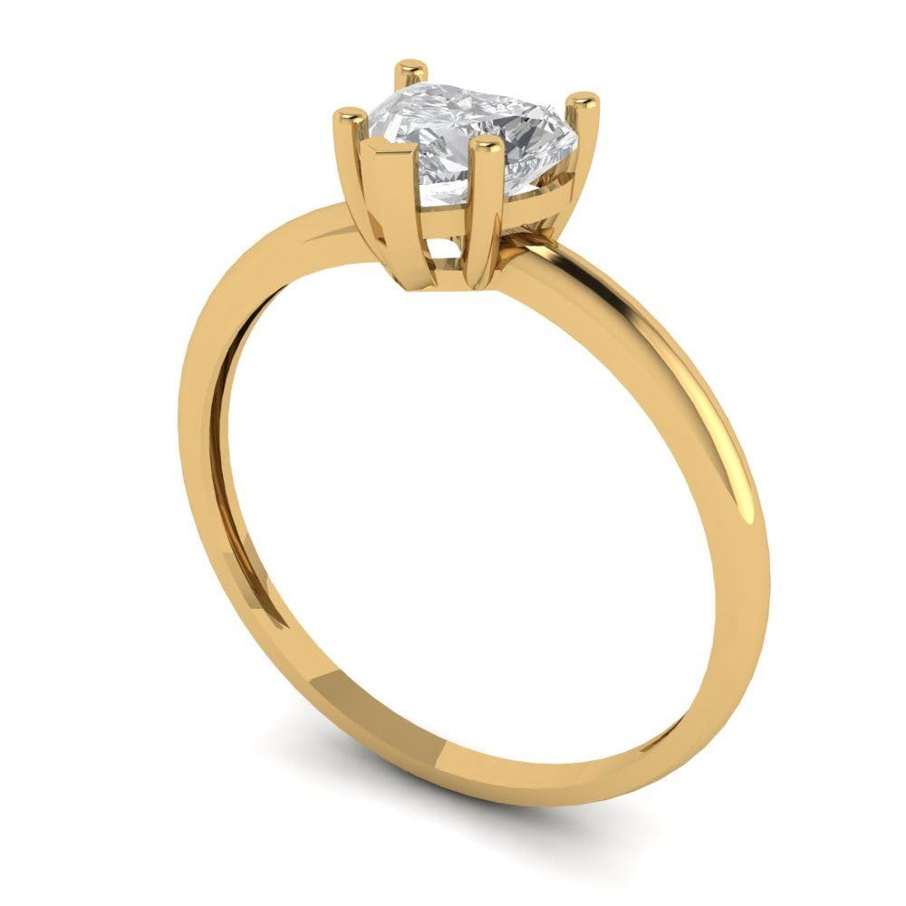 Clara Pucci 1.0 ct Heart Cut Solitaire Genuine Moissanite 5-Prong Wedding Bridal Wedding Anniversary Engagement Ring in 14k Yellow Gold