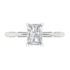 clara pucci 1.0 ct radiant cut solitaire genuine moissanite wedding bridal designer anniversary engagement ring in 14k white gold