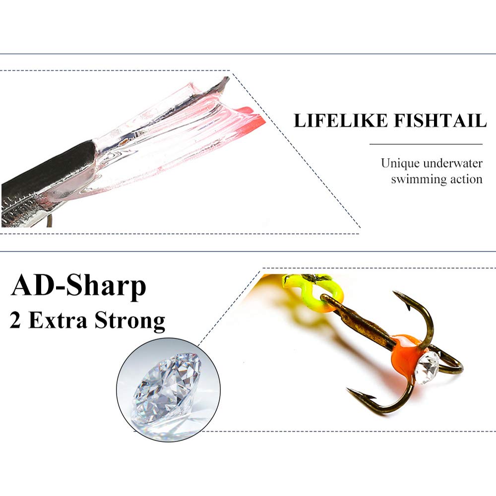 LOVEPET Bionic Bait, Ice Bait,Lures Bait,Fake Bait, Ice Hook, Fishing Tackle, 76mm/22g,4 Pcs