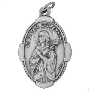 1" saint and holy subject medal with prayer card | over 25 different saints | durable and detailed charm | pendant medal carded with prayer i (st. maria goretti)