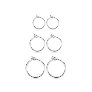 fiasaso 3 pairs 925 sterling silver hoop earrings for women small hoop earrings sleeper earrings piercing jewelry set 6mm 8mm 10mm silver tone