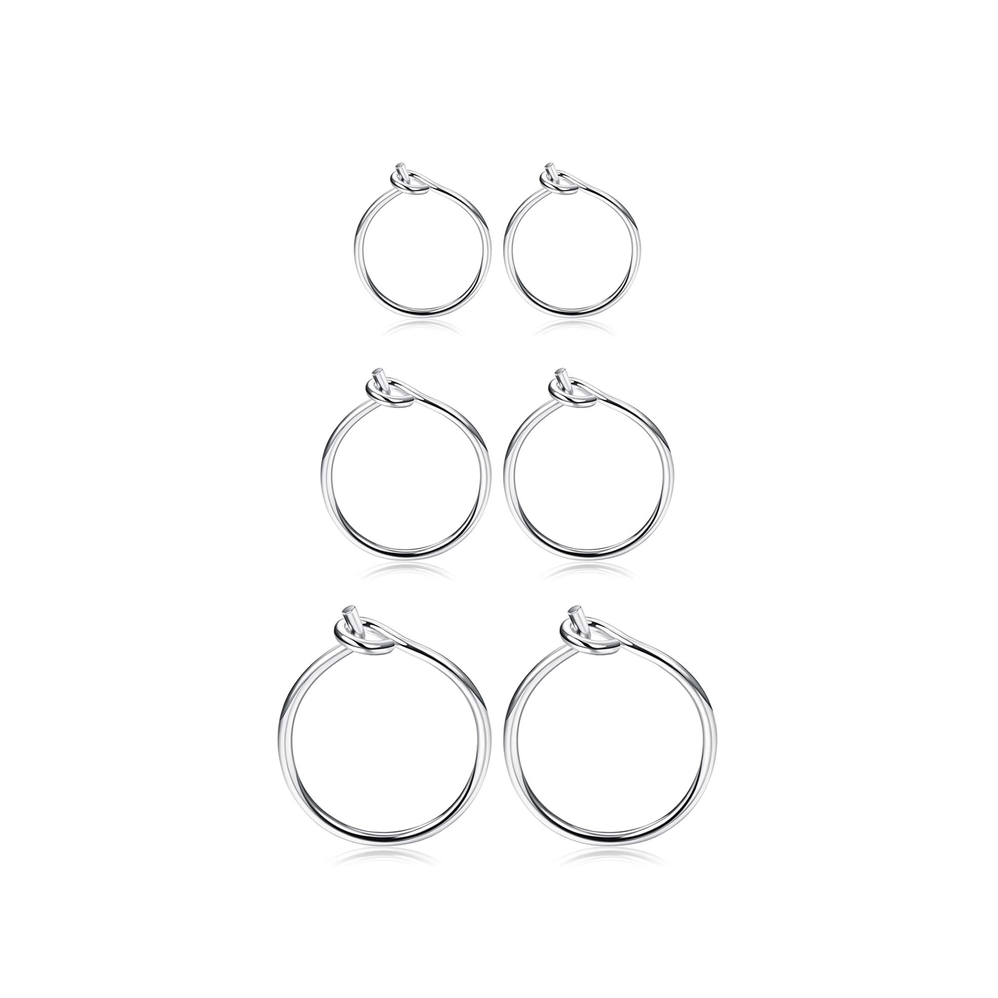 Fiasaso 3 Pairs 925 Sterling Silver Hoop Earrings For Women Small Hoop Earrings Sleeper Earrings Piercing Jewelry Set 6MM 8MM 10MM Silver Tone