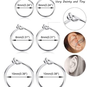 Fiasaso 3 Pairs 925 Sterling Silver Hoop Earrings For Women Small Hoop Earrings Sleeper Earrings Piercing Jewelry Set 6MM 8MM 10MM Silver Tone