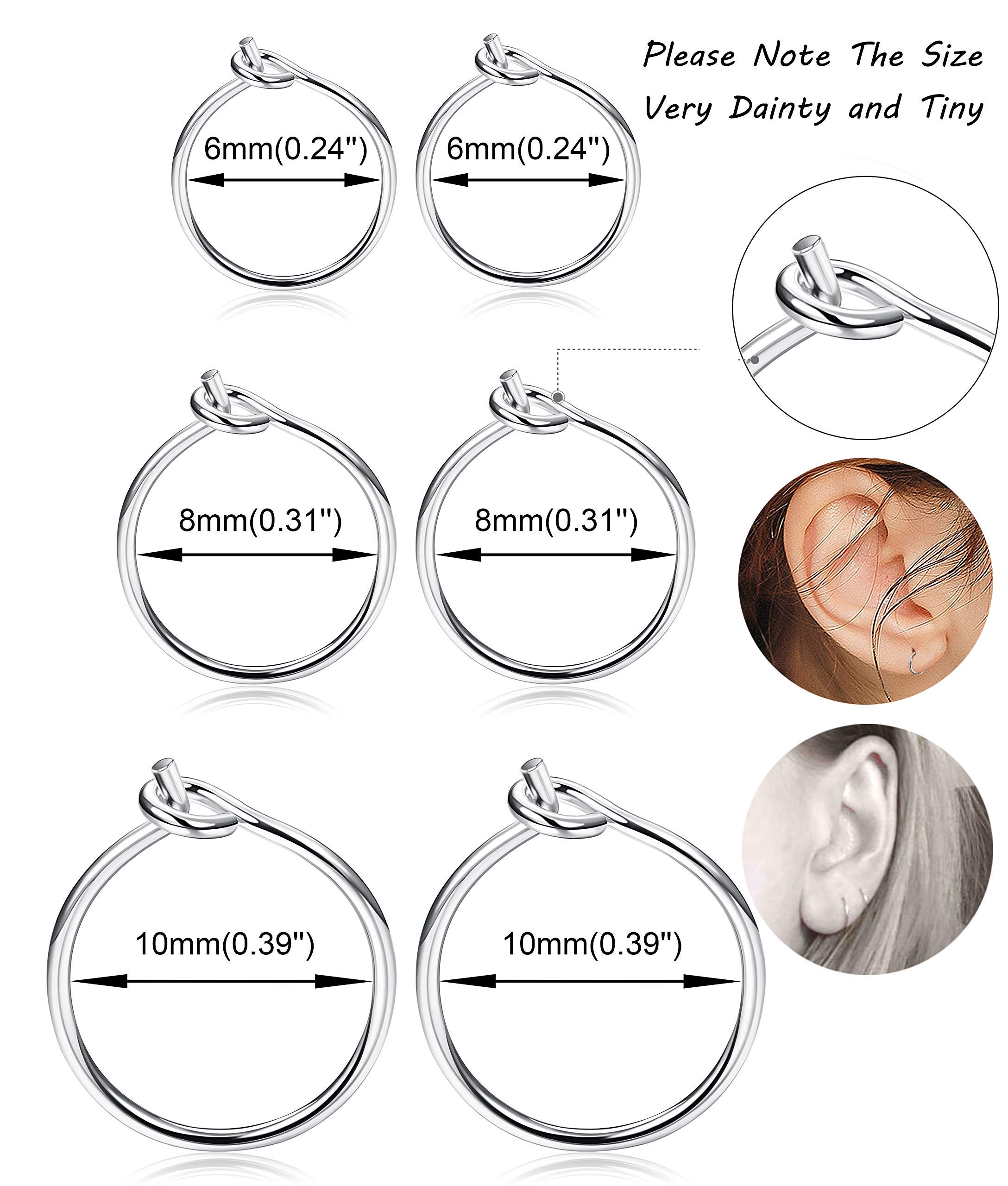 Fiasaso 3 Pairs 925 Sterling Silver Hoop Earrings For Women Small Hoop Earrings Sleeper Earrings Piercing Jewelry Set 6MM 8MM 10MM Silver Tone