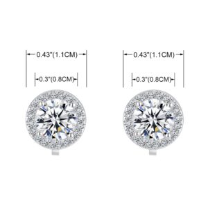 YOQUCOL Bright 8MM Cubic Zirconia Crystal Clip On Stud Earrings Round Non Pierced Earrings For Women