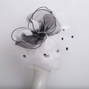 Go Mai Women Kentucky Derby Hat Organza Hats Two Wear Ways,Hat Flower Can Be Used As a Headwear Black White