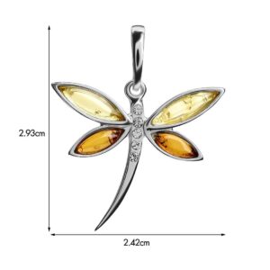 Ian and Valeri Co. Multicolor Amber Sterling Silver Dragonfly Pendant