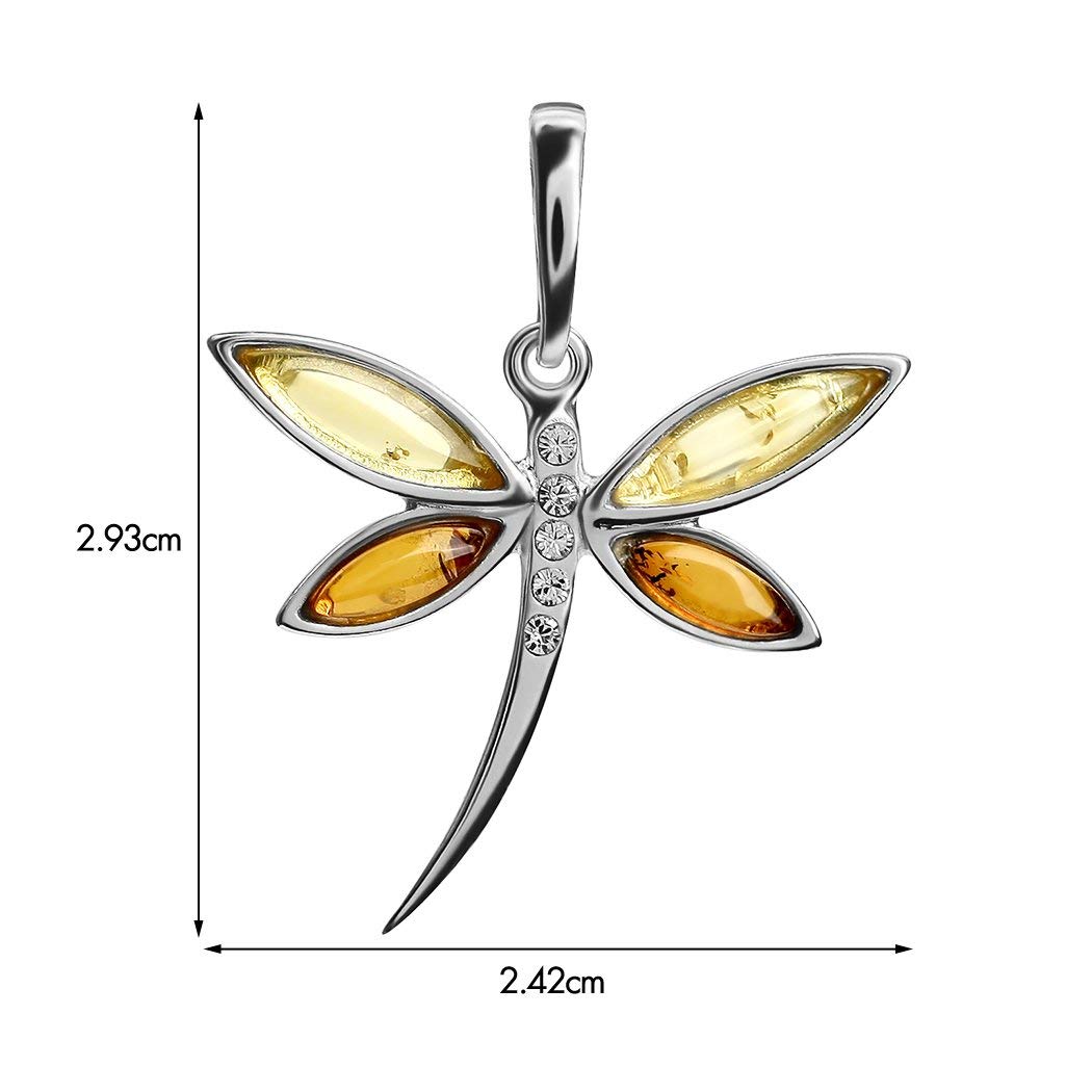 Ian and Valeri Co. Multicolor Amber Sterling Silver Dragonfly Pendant