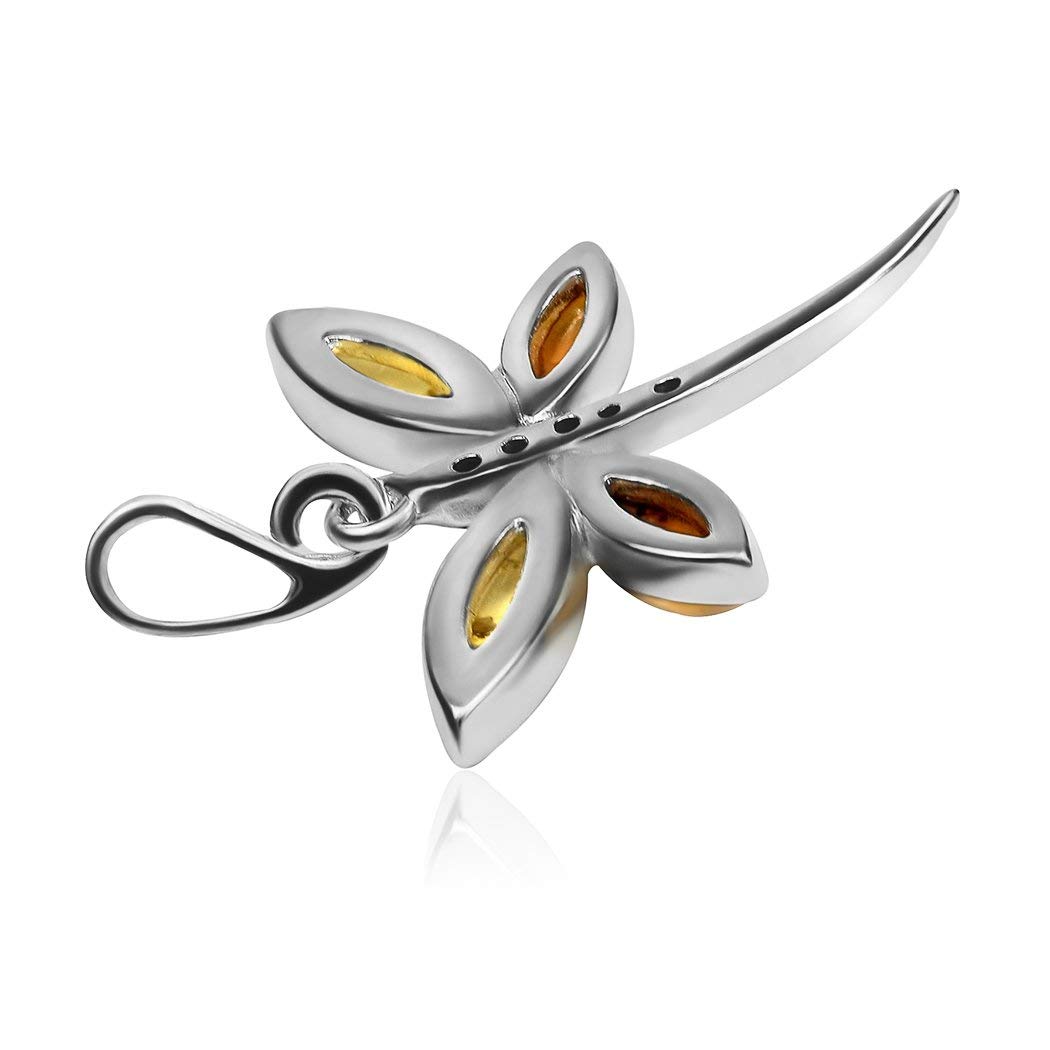 Ian and Valeri Co. Multicolor Amber Sterling Silver Dragonfly Pendant