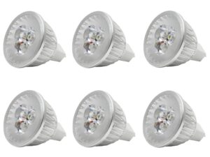 mr16 led light bulbs 3w mr16 base led 12v 3w(20w halogen bulb equivalent) cool white led bulb spotlight bulbs for landscape recessed lighting,12v low voltage,6000k cool white,not dimmable,6 pack