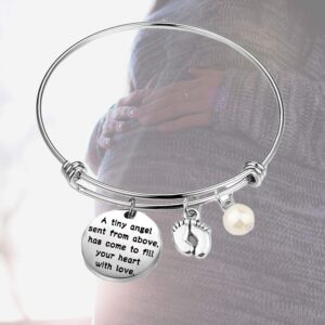 Gzrlyf New Mommy Bracelet New Mom Jewelry Pregnancy Gifts Mommy to Be Gifts A Tiny Angel Sent from Above has Come to Fill Your Heart with Love (Bracelet)