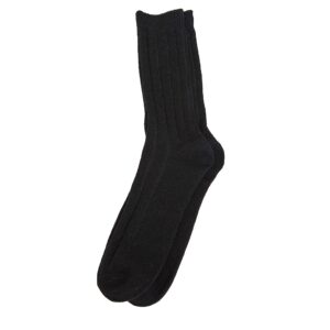 State Cashmere Unisex Ribbed Socks 100% Pure Cashmere Super Soft Bed Cuff Socks (Black, Small/US 6-11)