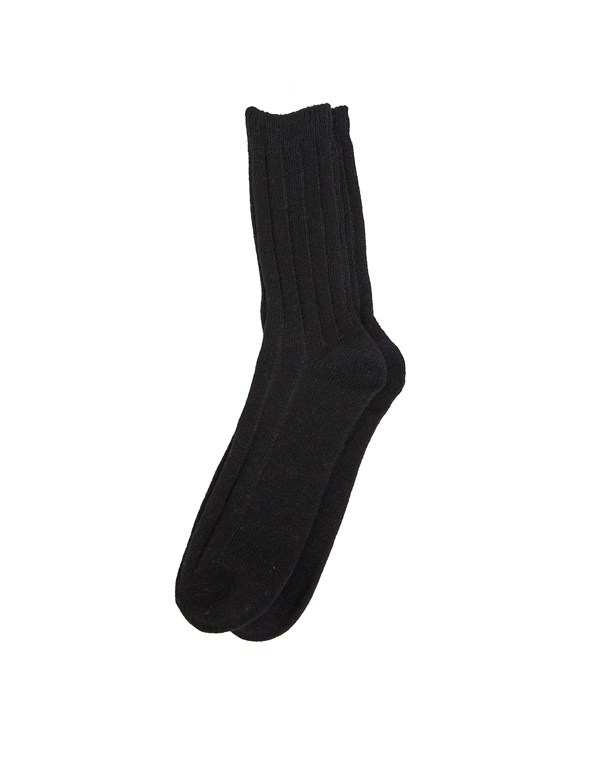 State Cashmere Unisex Ribbed Socks 100% Pure Cashmere Super Soft Bed Cuff Socks (Black, Small/US 6-11)