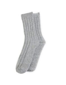 state cashmere unisex ribbed socks 100% pure cashmere super soft bed cuff socks (pale charcoal, small/us 6-11)