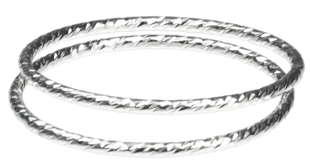 uGems 2 Sterling Silver Sparkle Stacking Rings Size 7 3/4