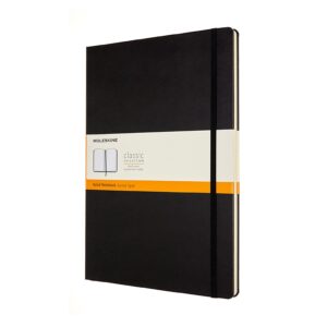 moleskine classic ruled notebook, hard cover and elastic closure, 192 pages, black, size a4, 21 x 29.7 cm