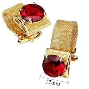 Mens Cufflinks with Chain - Stone and Shiny Gold Tone Shirt Accessories - Party Gifts for Young Men (crystal)