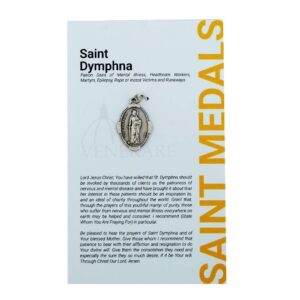 1" saint and holy subject medal with prayer card | over 25 different saints | durable and detailed charm | pendant medal carded with prayer | christian jewelry (st. dymphna)