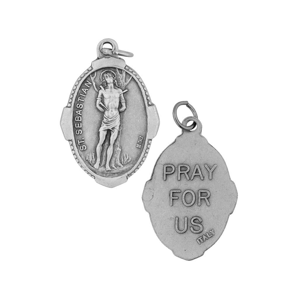 1" Saint and Holy Subject Medal with Prayer Card | Over 25 Different Saints | Durable and Detailed Charm | Pendant Medal Carded with Prayer | Christian Jewelry (St. Sebastian)