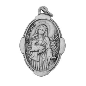 1" Saint Agnes Medal with Prayer Card | Durable and Detailed Charm | Pendant Medal Carded with Prayer | Christian Jewelry