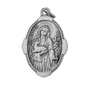 1" Saint Agnes Medal with Prayer Card | Durable and Detailed Charm | Pendant Medal Carded with Prayer | Christian Jewelry