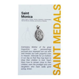 1" saint and holy subject medal with prayer card | over 25 different saints | durable and detailed charm | pendant medal carded with prayer | christian jewelry (st. monica)