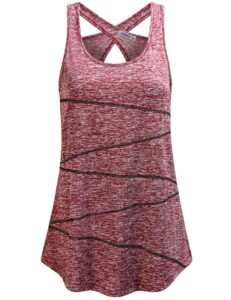 moqivgi activewear for women,sleeveless yoga tops ladies energetic pilate gym clothes breathable cool athletic workout outfits round neck form fitting summer tanks red x-large