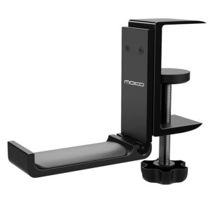 moko adjustable foldable headphone stand, universal aluminum, supports all headphone sizes, sennheiser, audio-technica, ps5 gaming headset, black