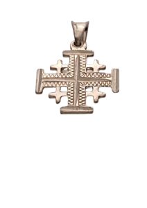 sterling silver (925) jerusalem crusader's cross pendant handcrafted in the holy land. engraved by diamond cutting machine.