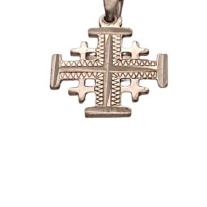 Sterling Silver (925) Jerusalem Crusader's cross Pendant Handcrafted in the Holy Land. Engraved by diamond cutting machine.