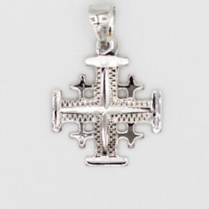 Sterling Silver (925) Jerusalem Crusader's cross Pendant Handcrafted in the Holy Land. Engraved by diamond cutting machine.