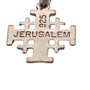 Sterling Silver (925) Jerusalem Crusader's cross Pendant Handcrafted in the Holy Land. Engraved by diamond cutting machine.