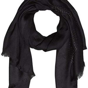 Calvin Klein Women's Studded Logo Pashmina, Black, One Size