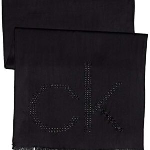 Calvin Klein Women's Studded Logo Pashmina, Black, One Size