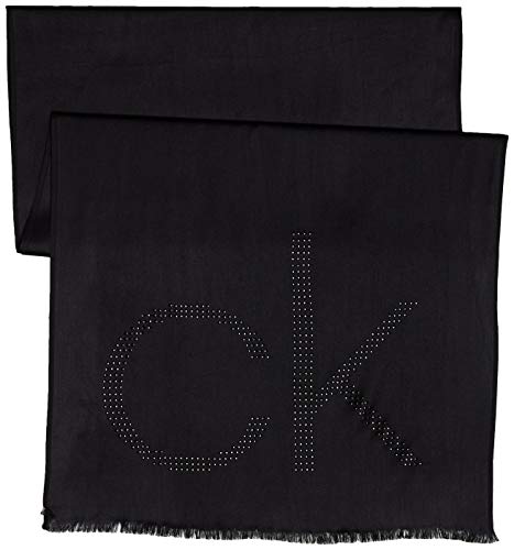 Calvin Klein Women's Studded Logo Pashmina, Black, One Size