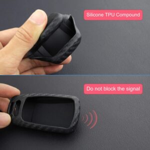 M.JVisun Soft Silicone Rubber Carbon Fiber Texture Case Car Key Fob Cover for Audi A4 A4L A5 A6 A7 A8 Q5 Q7 R8 RS Q3 RS4 RS5 RS7 S4 S5 S6 S7 S8 SQ5 SQ7 TT TTS TT-RS Remote Key - Black - Round Keychain