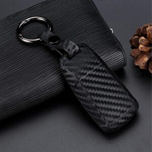 M.JVisun Soft Silicone Rubber Carbon Fiber Texture Case Car Key Fob Cover for Audi A4 A4L A5 A6 A7 A8 Q5 Q7 R8 RS Q3 RS4 RS5 RS7 S4 S5 S6 S7 S8 SQ5 SQ7 TT TTS TT-RS Remote Key - Black - Round Keychain