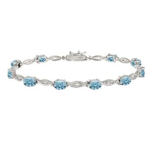 b. brilliant sterling silver light blue 6x4mm oval-cut tennis bracelet made with european crystals