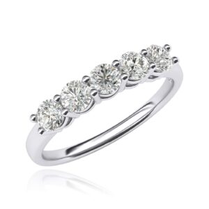 10k white gold eternal five stones anniversary ring simulated brilliant diamonds eternity ring 1.25ctw for women (8)