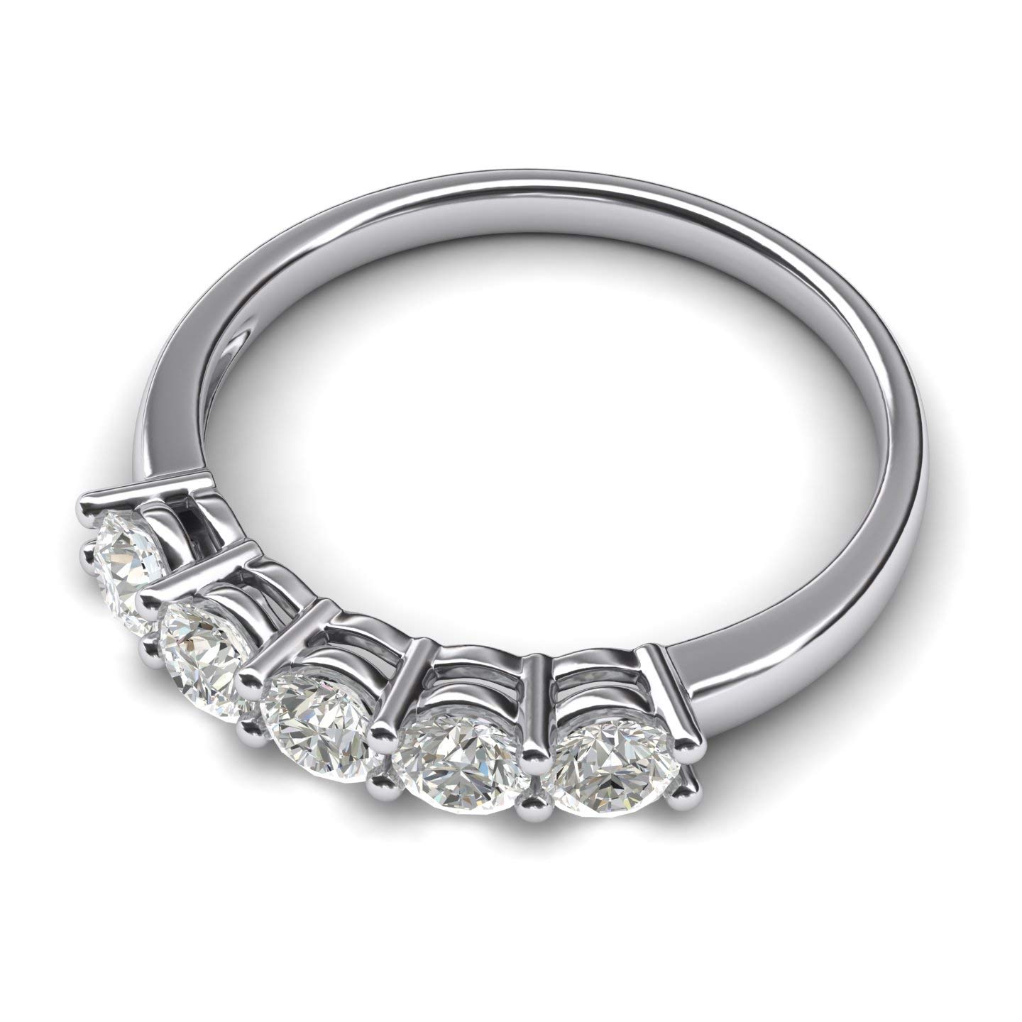 10k White Gold Eternal Five Stones Anniversary Ring Simulated Brilliant Diamonds Eternity ring 1.25ctw for Women (8)