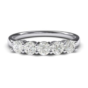 10k White Gold Eternal Five Stones Anniversary Ring Simulated Brilliant Diamonds Eternity ring 1.25ctw for Women (8)