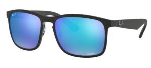 ray-ban rb4264 601sa1 58m matte black/blue flash polarized rectangular sunglasses for men for women + bundle with designer iwear eyewear kit