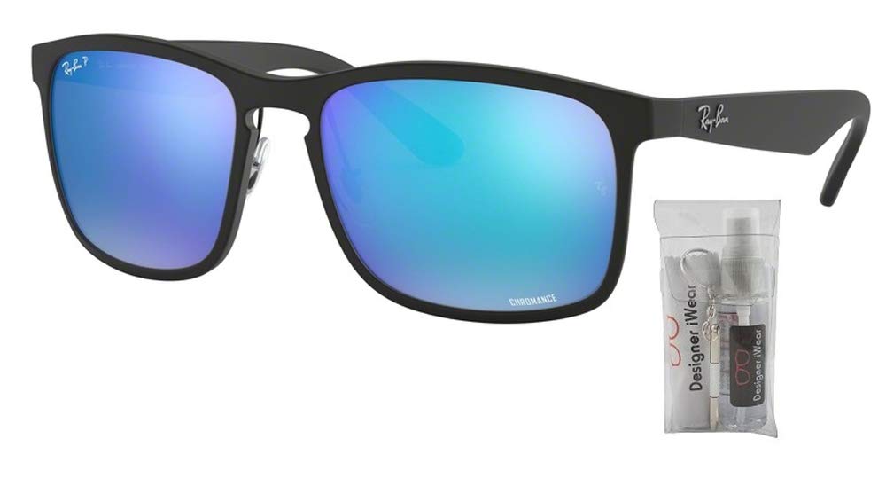 Ray-Ban RB4264 601SA1 58M Matte Black/Blue Flash Polarized Rectangular Sunglasses For Men For Women + BUNDLE with Designer iWear Eyewear Kit